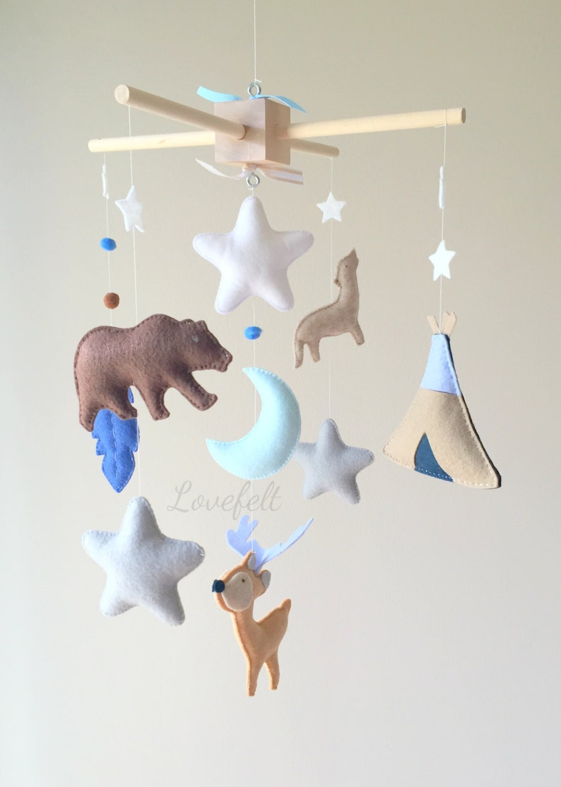 Felt Native American Baby Mobile – Teepee & Deer Nursery Decor - Etsy