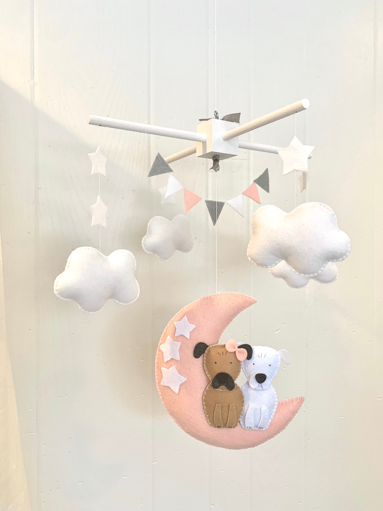 Custom Dog Baby Mobile Pink and White Baby Crib Mobile | Etsy