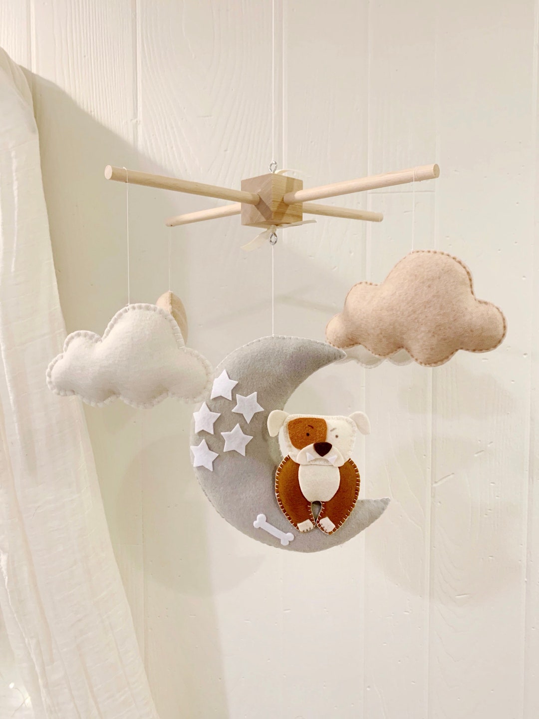 Baby Mobile - Baby Mobile Dog - Bulldog Mobile - Dog Mobile - Moon ...