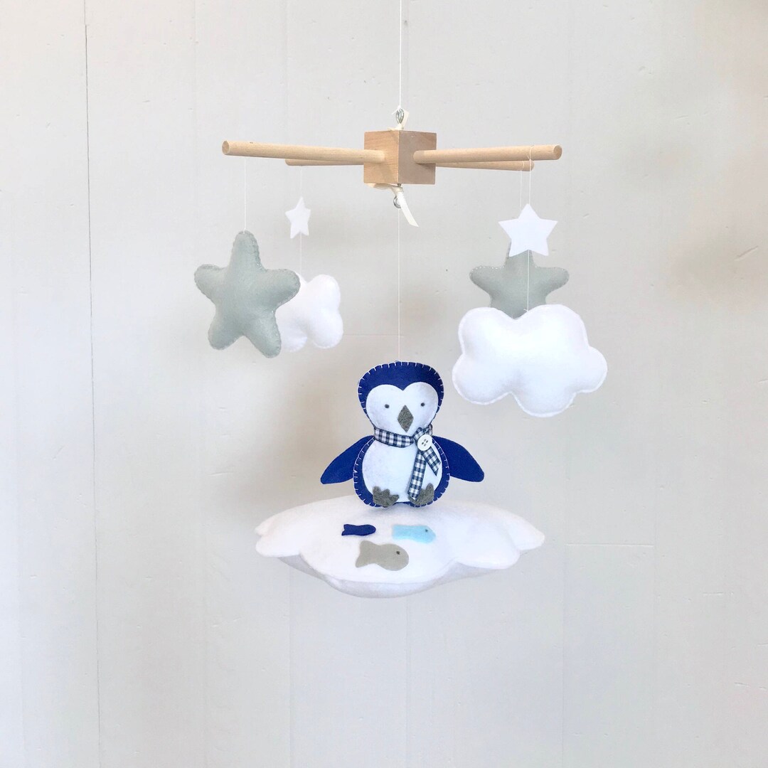 Baby Mobile - Baby Mobile Penguin - Clouds Mobile - Penguin Mobile - Etsy