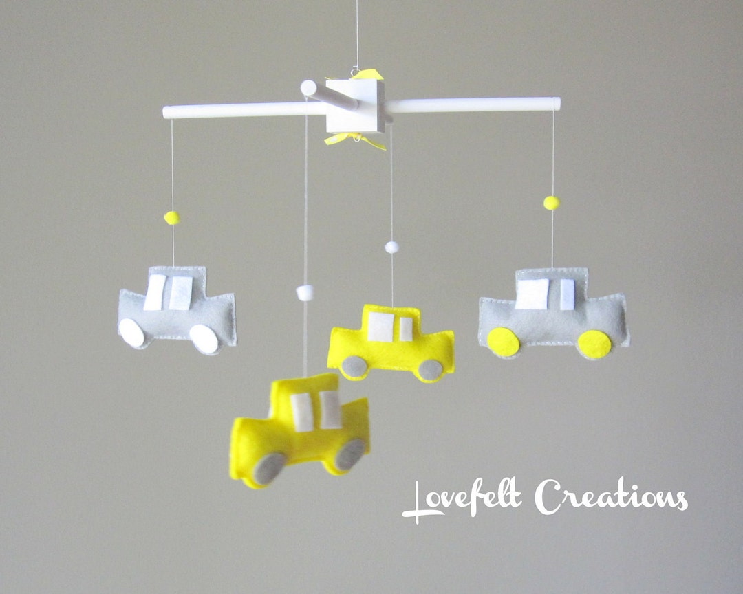 Baby Mobile -baby Crib Mobile - Car Mobile - Yellow and Gray Mobile ...