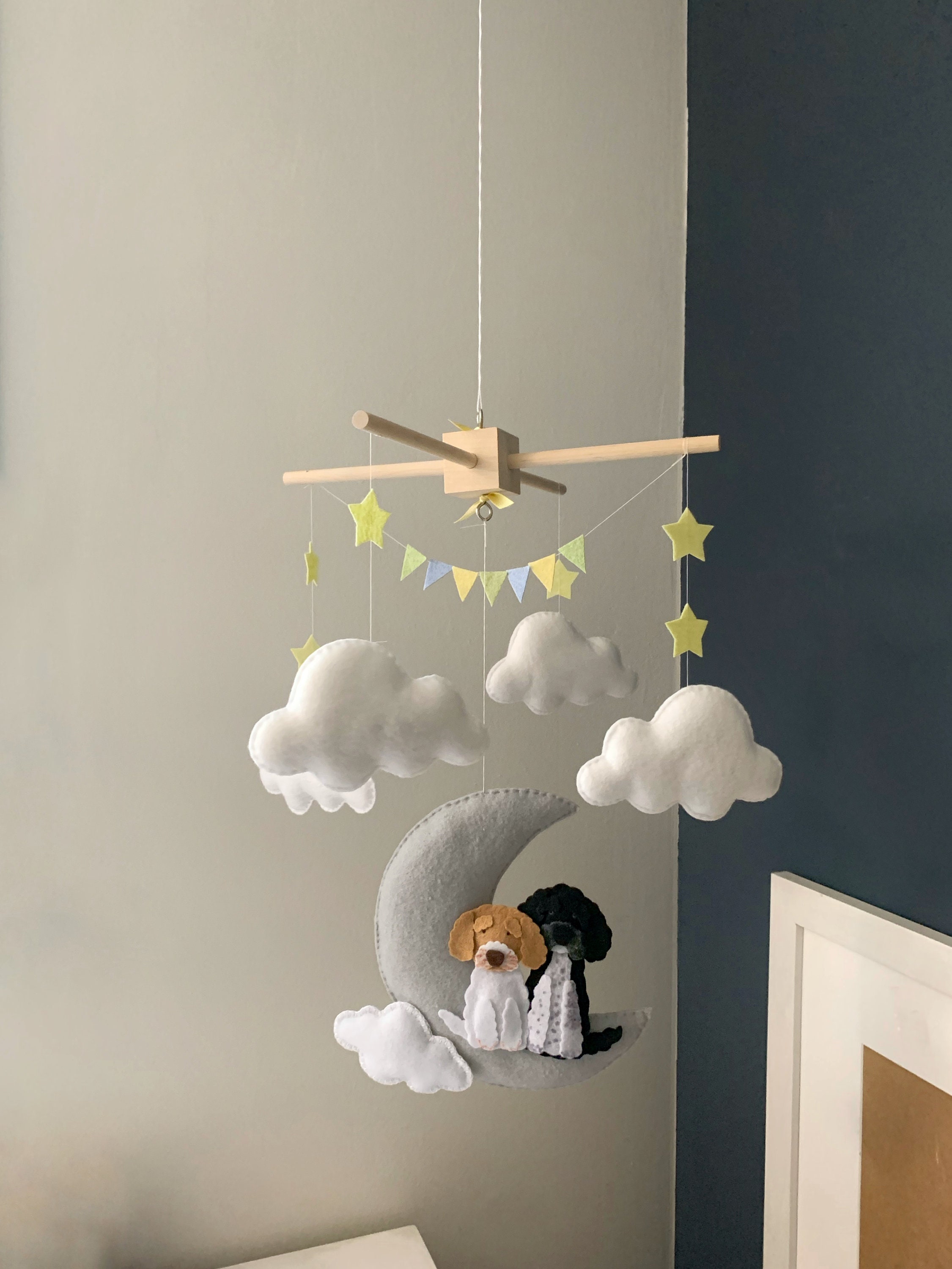 Baby Mobile Dogs - Dog Mobile - Nursery Decor Dogs - Moon Baby Mobile ...