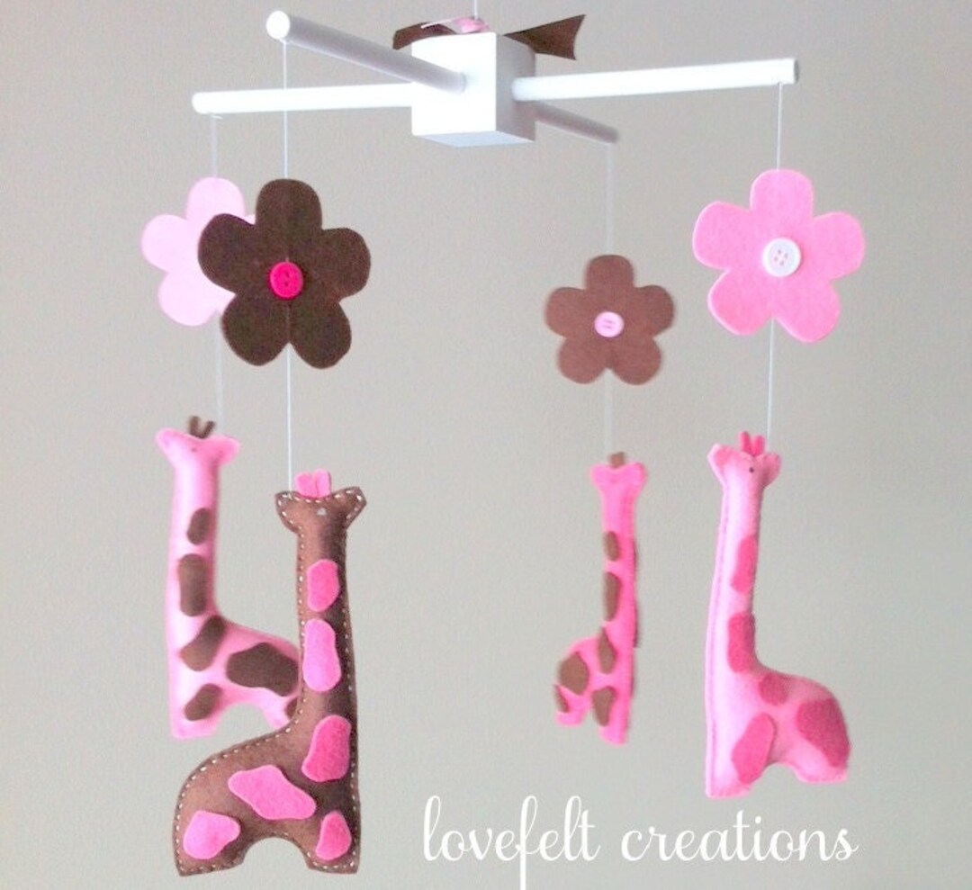 Pink Giraffe Baby Mobile – Felt Nursery Decor, Customizable Colors - Etsy