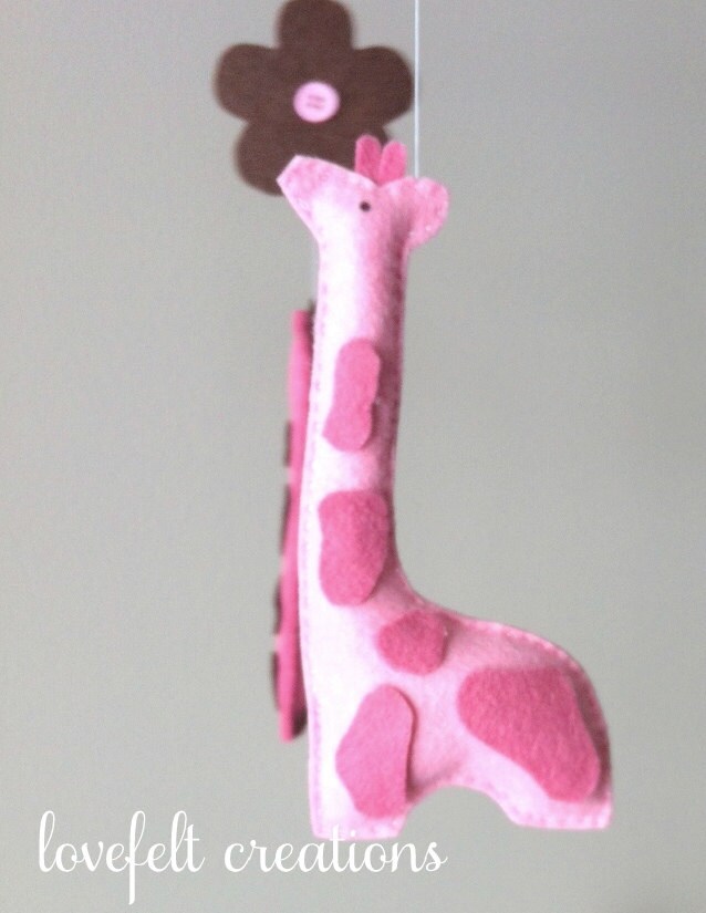 Pink Giraffe Baby Mobile – Felt Nursery Decor, Customizable Colors - Etsy