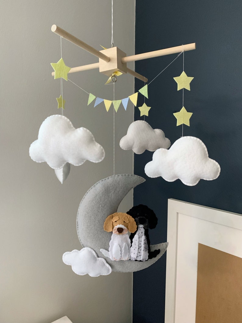 Baby Mobile Dogs - Dog Mobile - Nursery Decor Dogs - Moon Baby Mobile ...