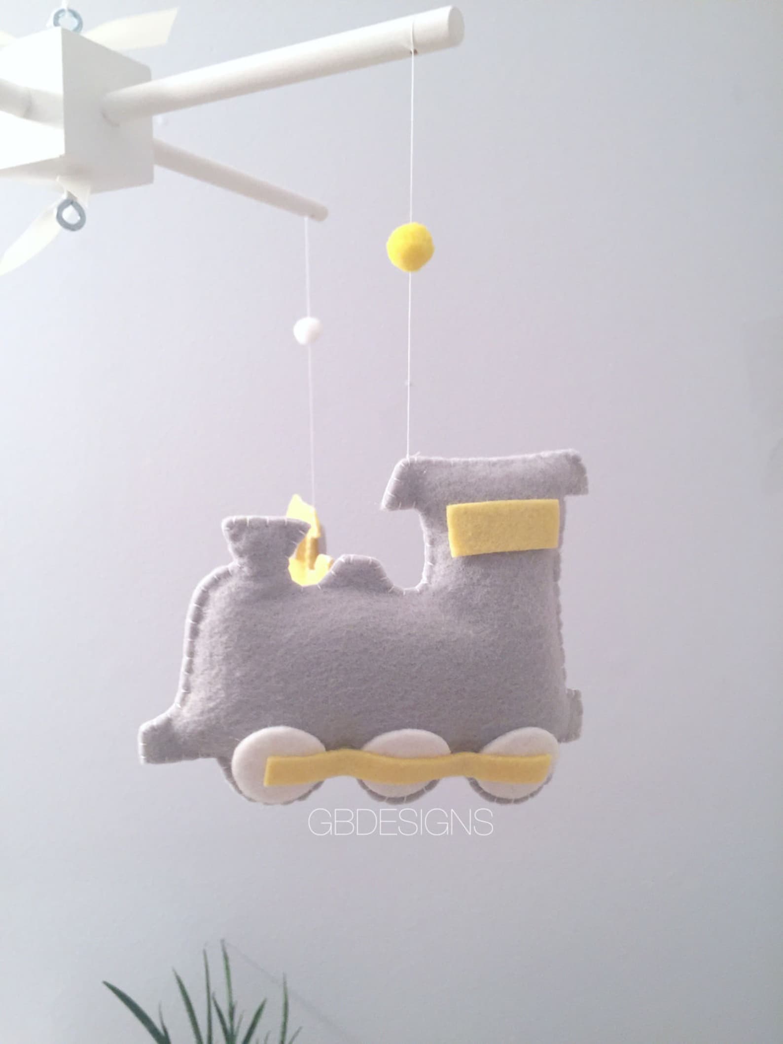 Baby Mobile baby Crib Mobile train Mobile Yellow and Gray - Etsy