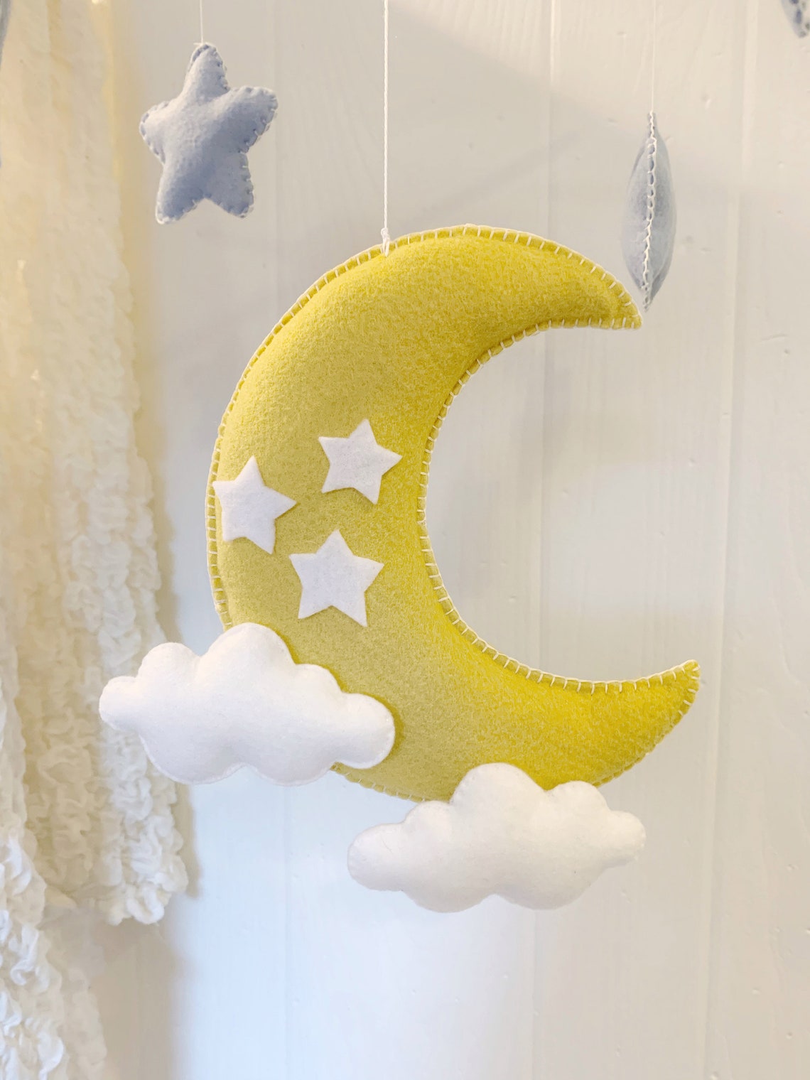 Baby Mobile Moon Mobile Moon Stars Mobile Yellow and - Etsy