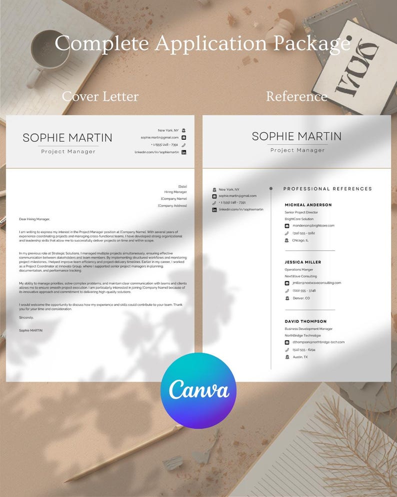 Professional Resume + Cover Letter – Modern Canva Template – ATS ...