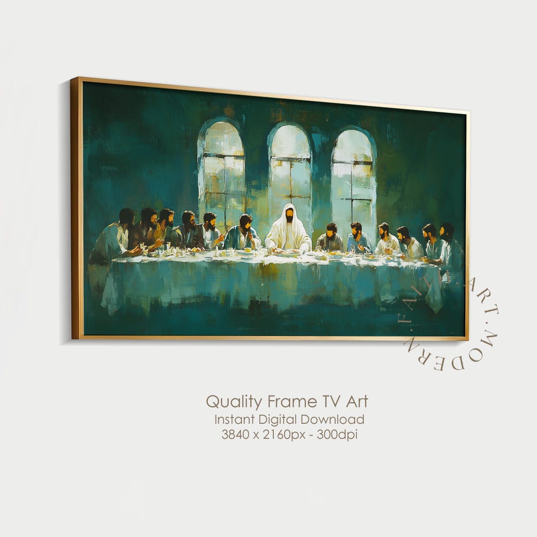 The Last Supper Frame TV Art, Jesus and Disciples Christian Painting ...