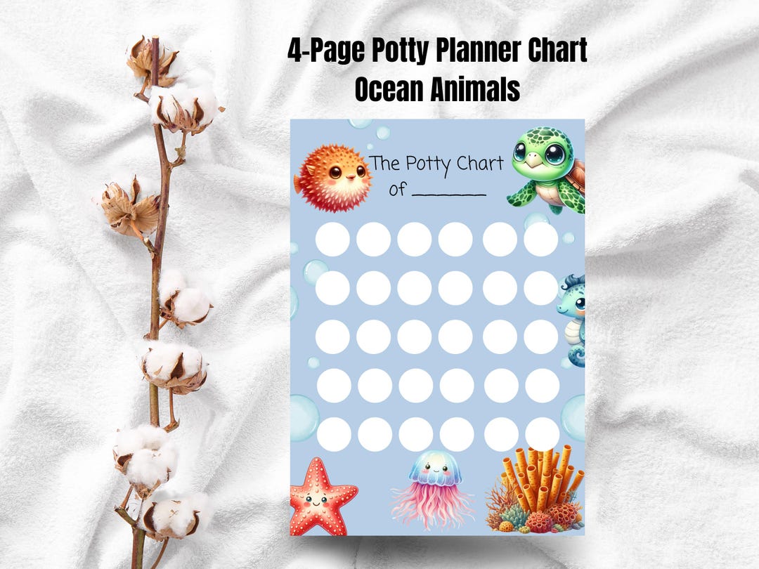 Sea Animals Potty Training Chart Printable PDF A4 – Toddler Reward ...