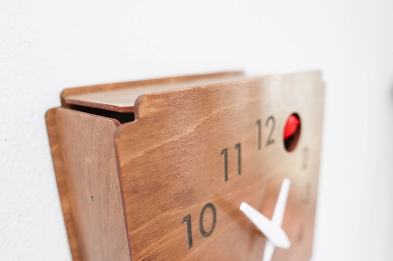 Quercus Numerical Modern Cuckoo Clock In Walnut Etsy