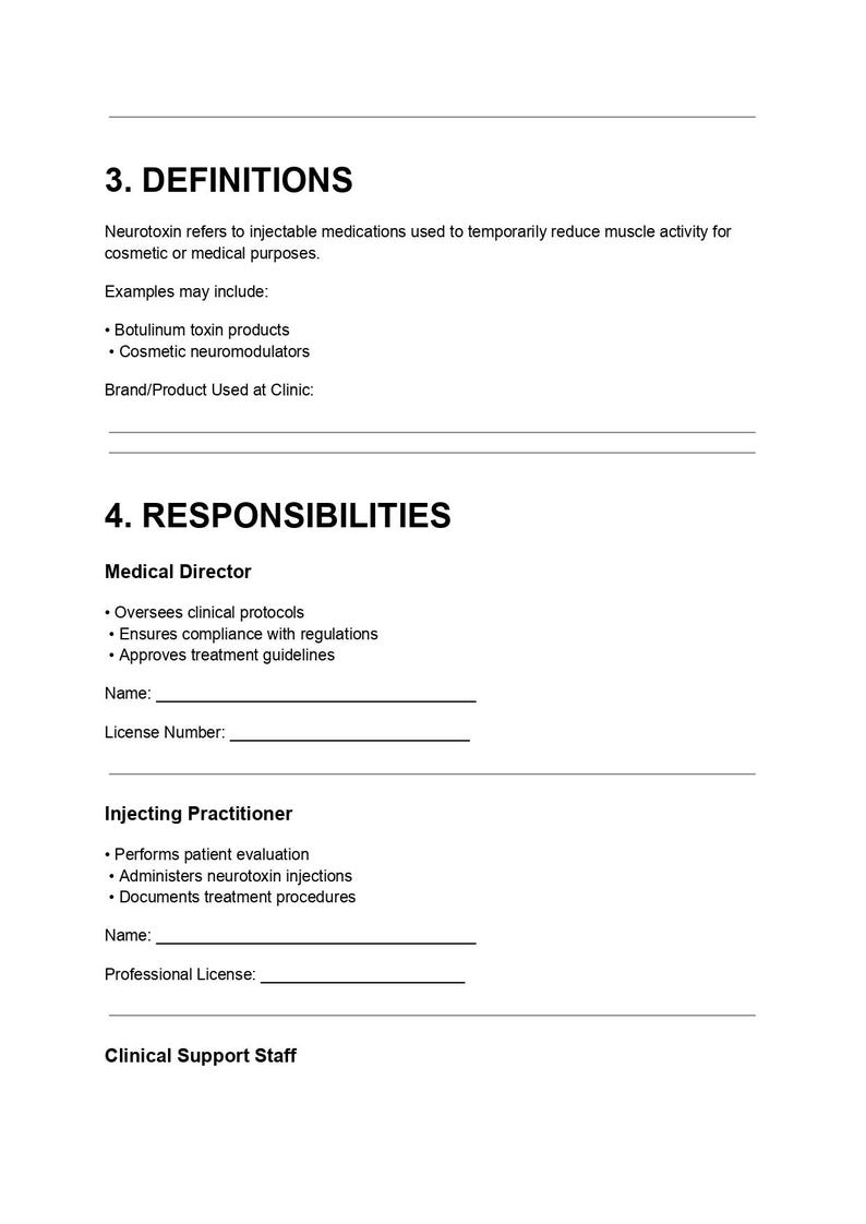 Neurotoxin SOP Template | Medical Spa Botox Clinic Protocol (editable ...