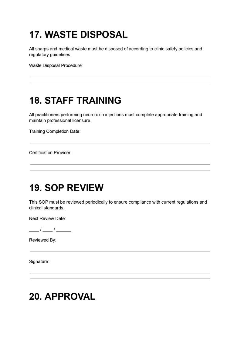 Neurotoxin SOP Template | Medical Spa Botox Clinic Protocol (editable ...