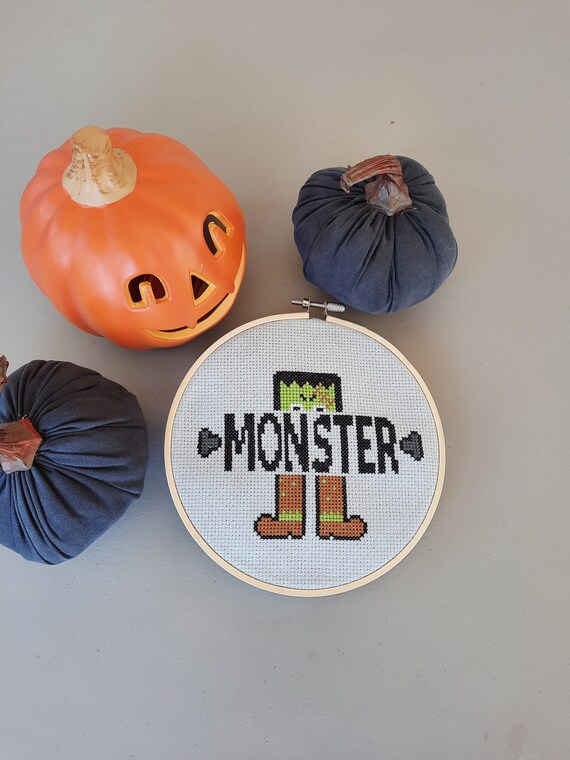 Monster Halloween Cross Stitch Digital PDF Pattern - Etsy