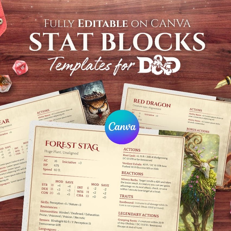Printable Stat Block - Etsy