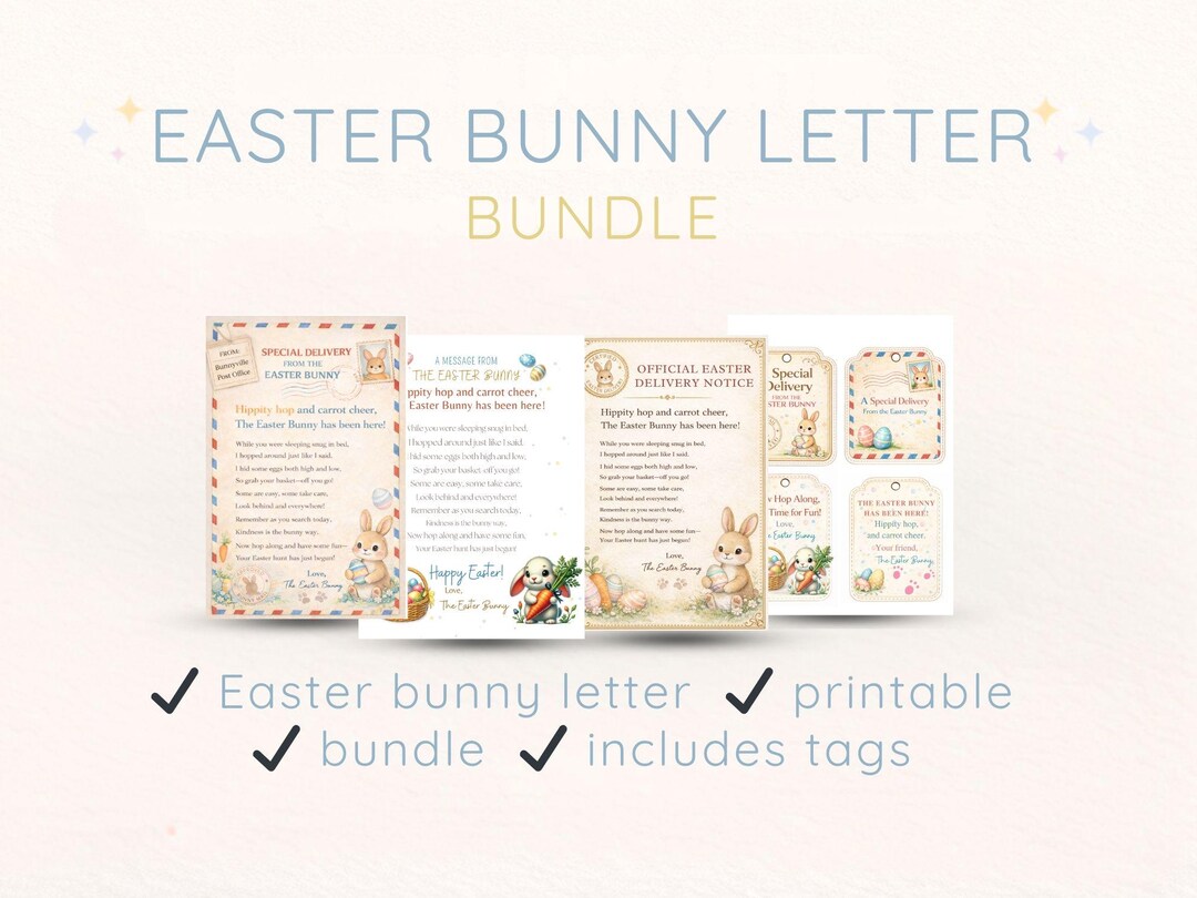 Easter Bunny Letter Printable Bundle, Letter From the Easter Bunny ...