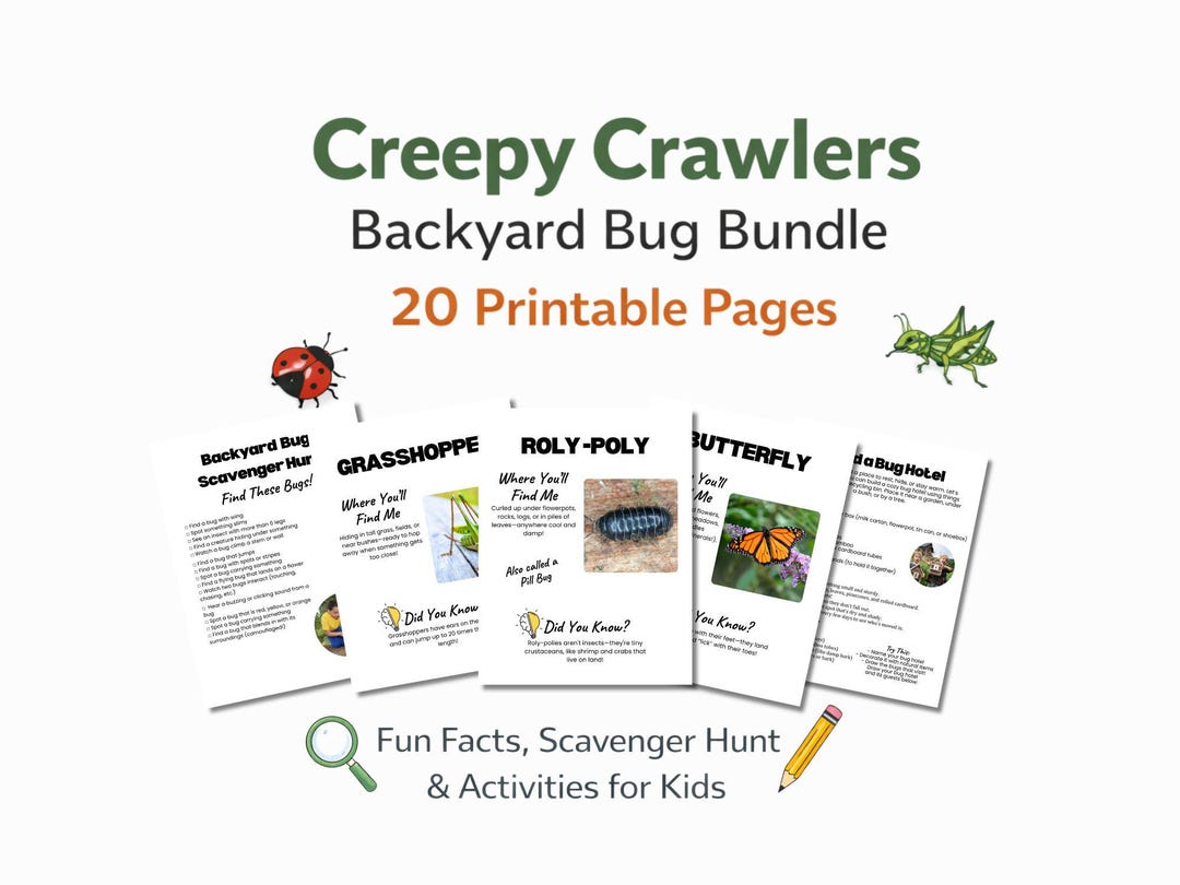 Backyard Bug Activities for Kids, Creepy Crawlers Printable, Insect ...