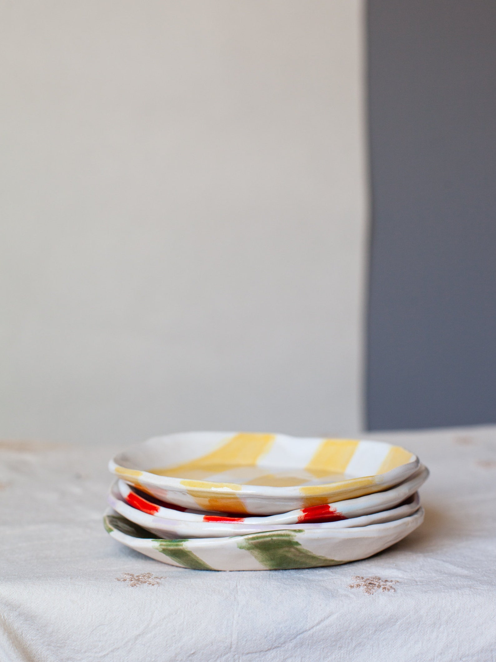 Dessert Plate Handmade mini plates with stripes red deep | Etsy