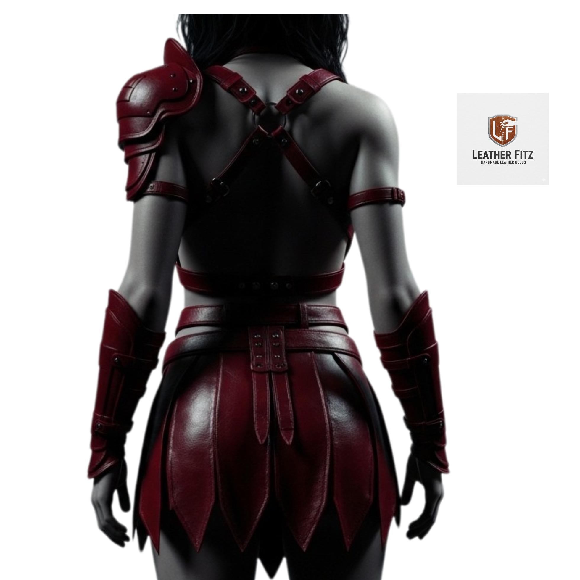 Red Leather Roman Warrior Corset Armor Cosplay Costume - Etsy