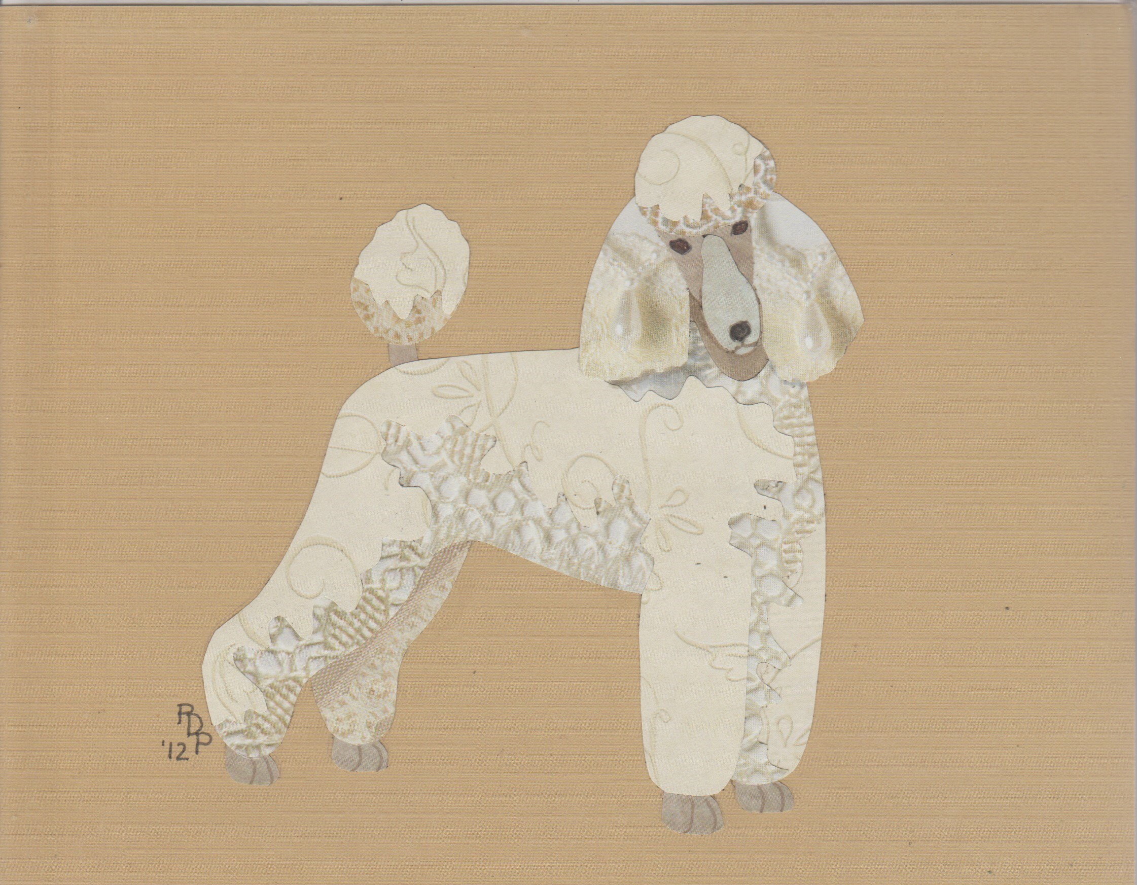 Miniature Poodle Handmade Original Cut Paper Colage Dog Art Other Trims ...