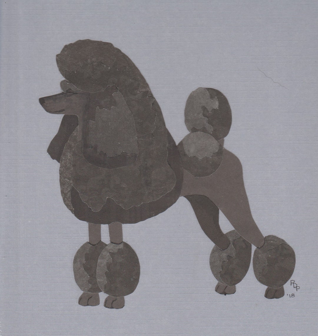 Standard Poodle Handmade Original Cut Paper Collage Dog Art Other Trims ...