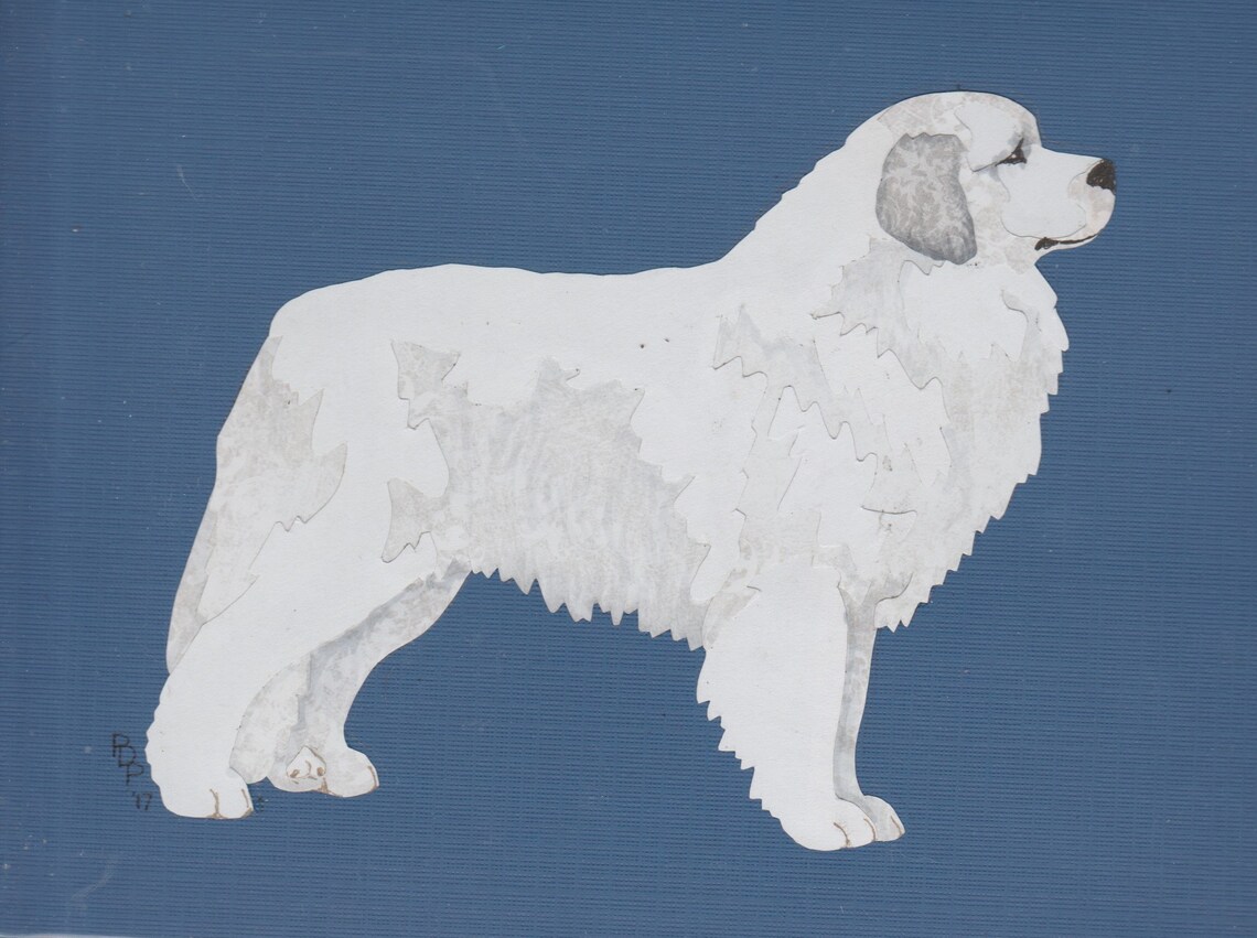 Great Pyrenees Handmade Original Cut Paper Collage Dog Art - Etsy