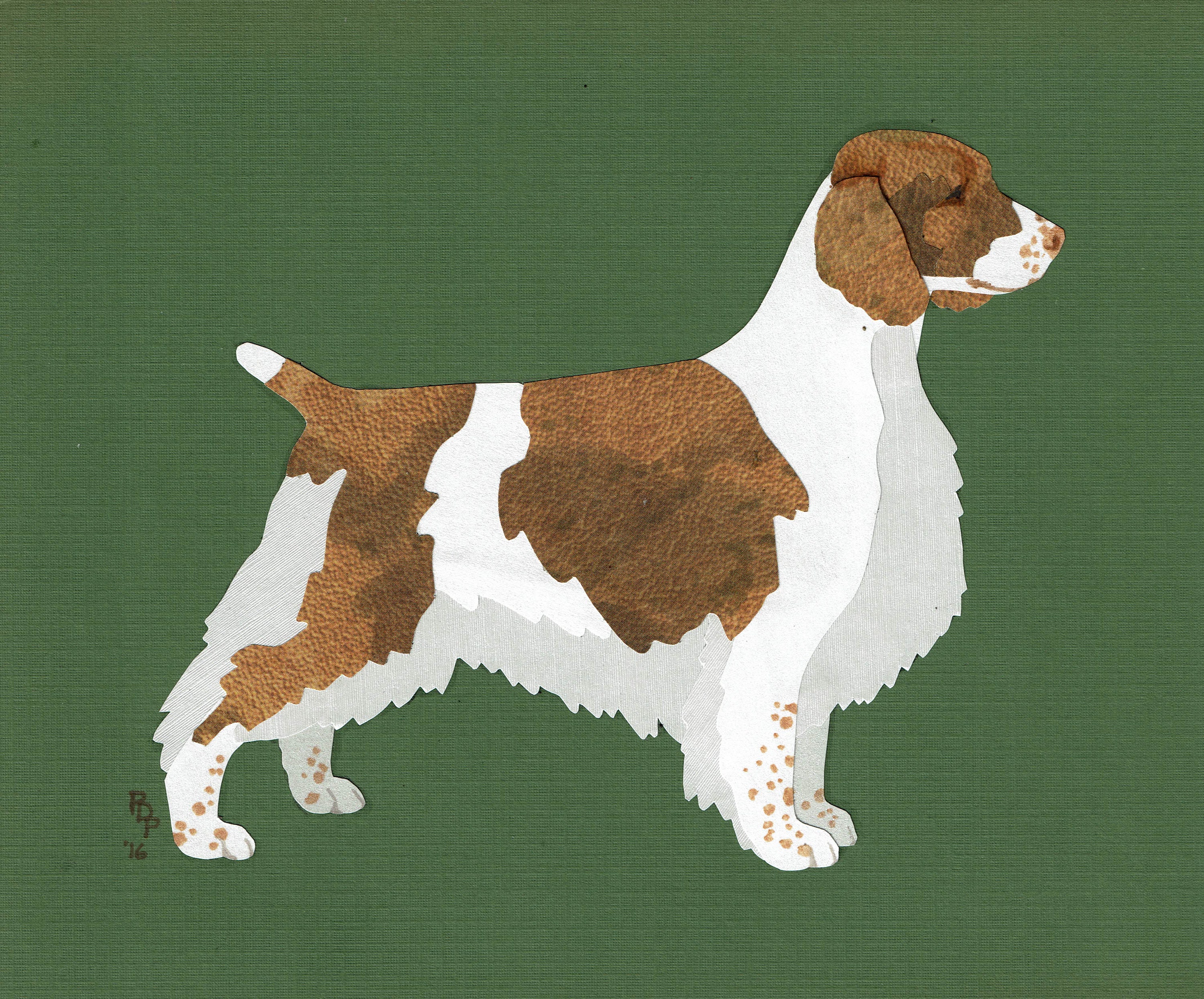 Welsh Springer Spaniel Handmade Original Cut Paper Dog Art Natural Tail ...
