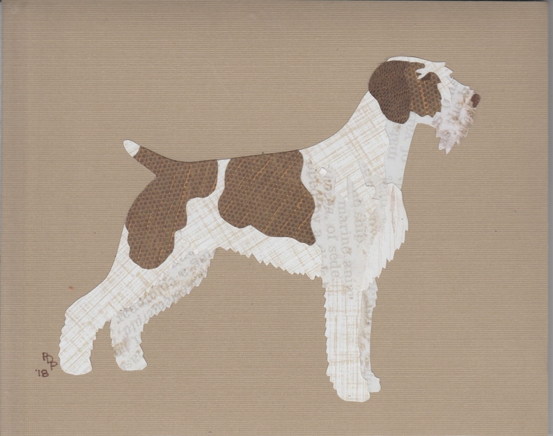German Wirehaired Pointer Handmade Original Cut Paper Collage Dog Art ...