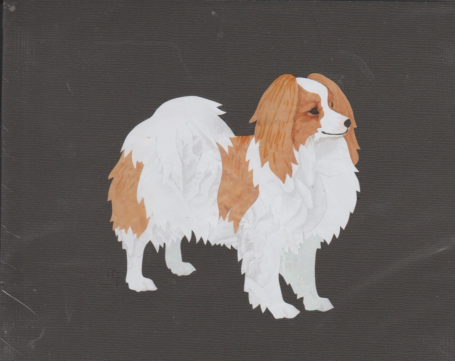 Papillon Handmade Original Cut Paper Collage Dog Art Phalene & - Etsy