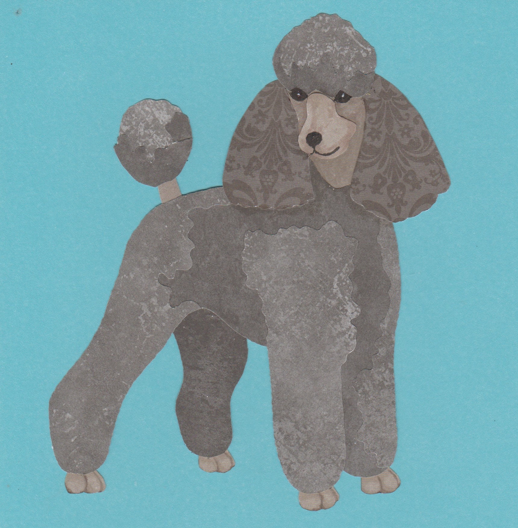 Toy Poodle Handmade Original Cut Paper Collage Dog Art Different Trims ...