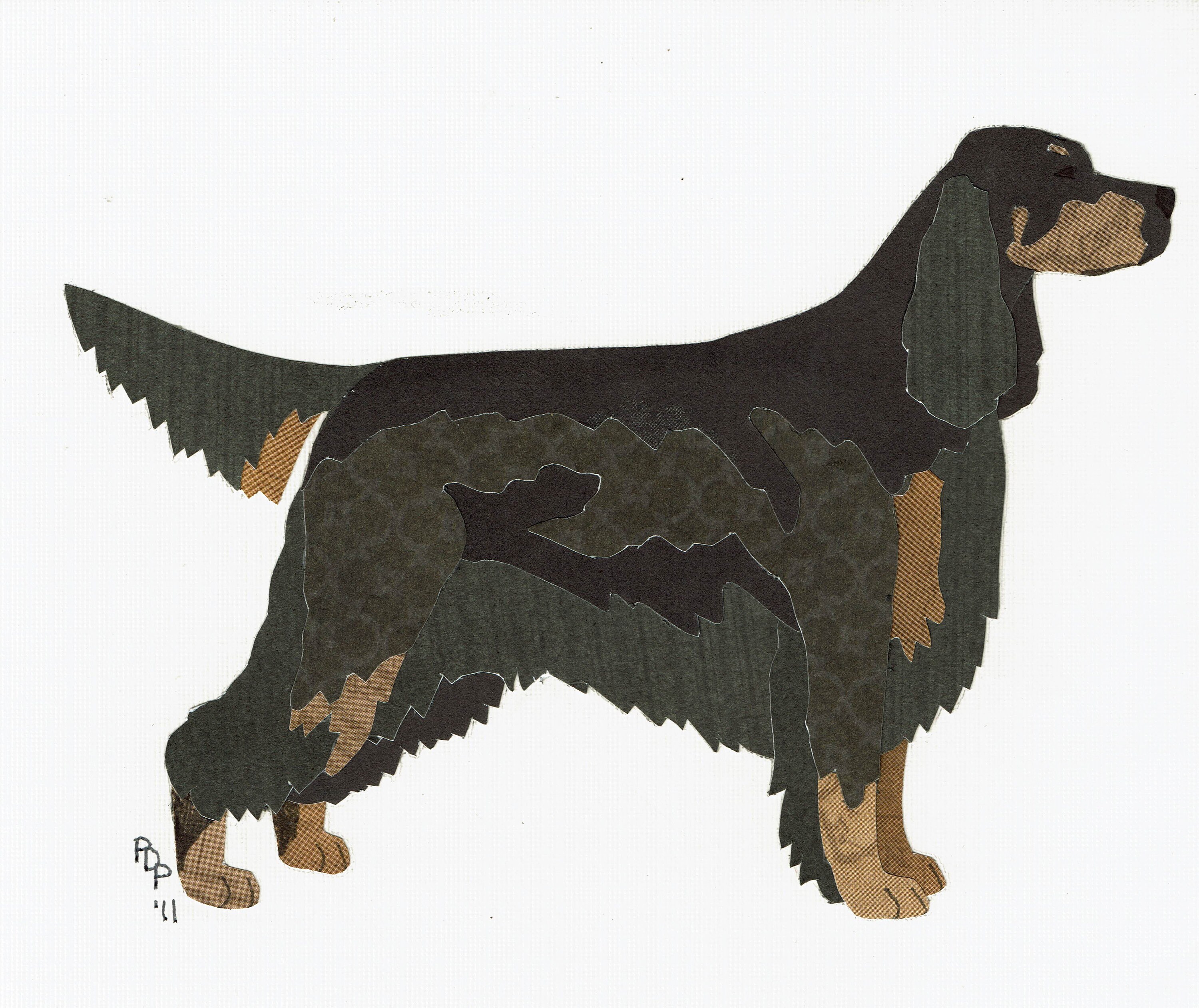 Gordon Setter handmade original cut paper collage dog art | Etsy