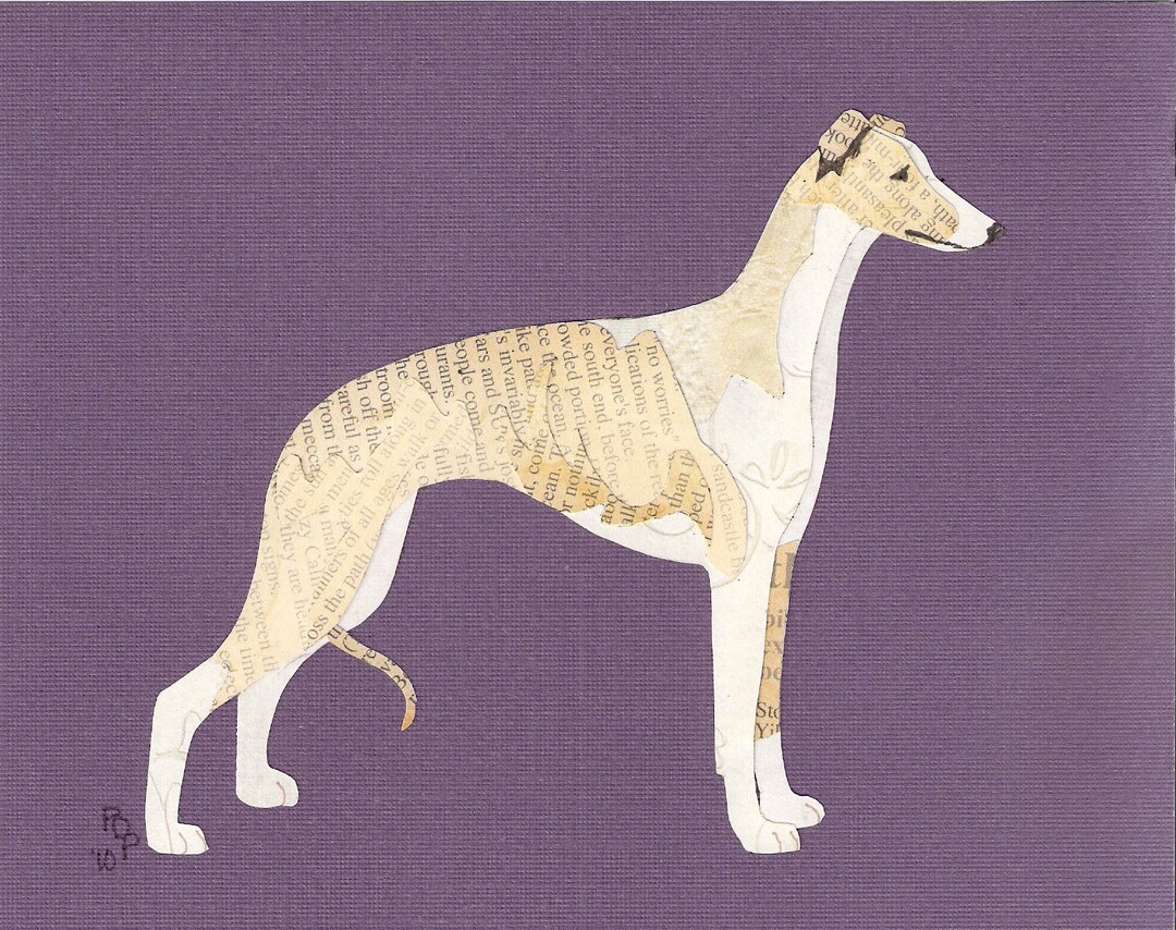 Whippet Handmade Original Cut Paper Collage Dog Art - Etsy