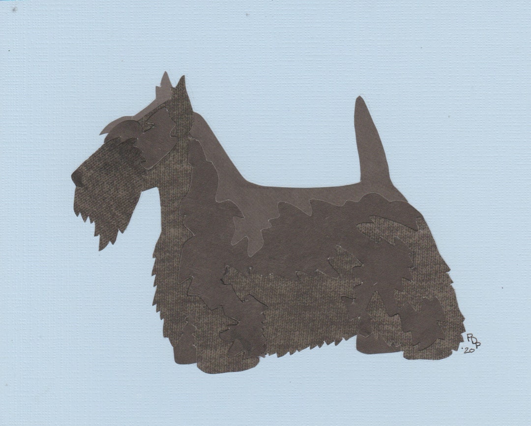 Scottish Terrier Handmade Original Cut Paper Collage Dog Art Wheaten ...