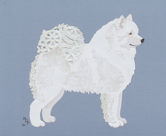Samoyed Handmade Original Cut Paper Collage Dog Art - Etsy