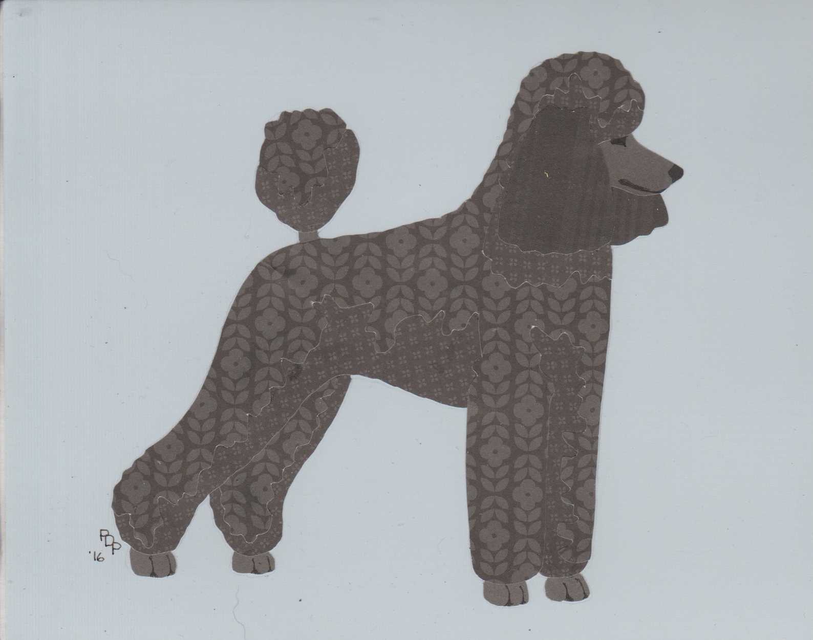 Standard Poodle Handmade Original Cut Paper Collage Dog Art Other Trims ...