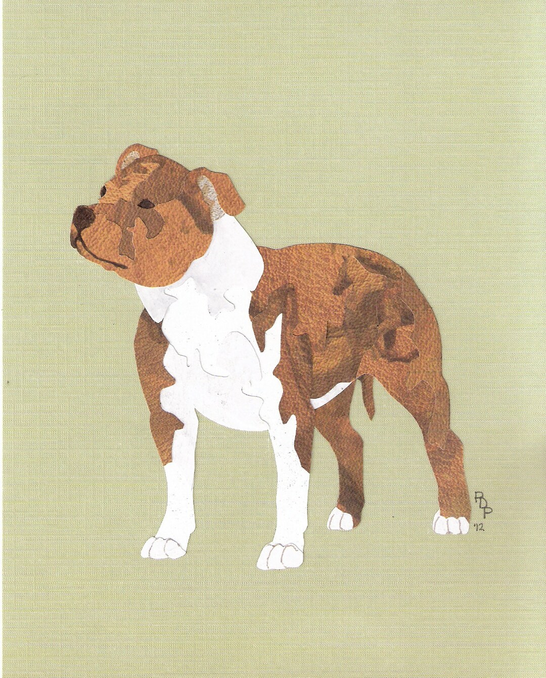Staffordshire Bull Terrier Handmade Original Cut Paper Collage Dog Art ...