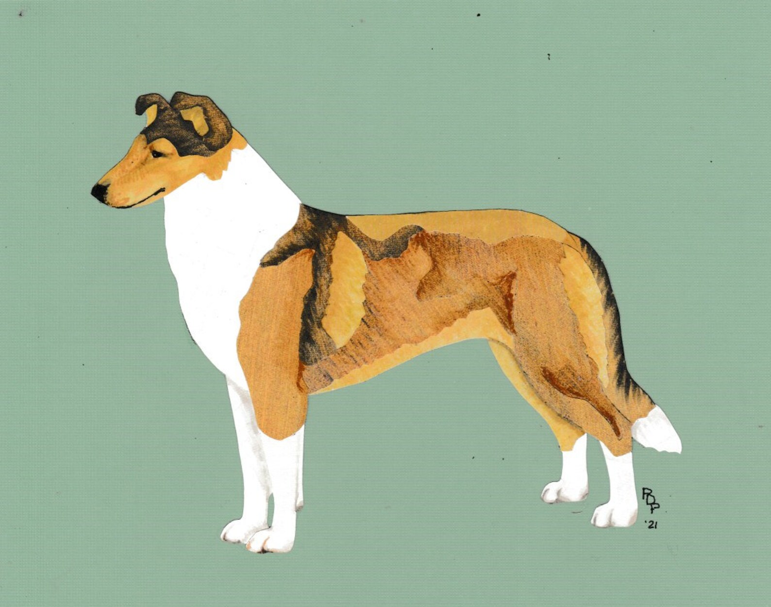 Collie (smooth Coat) Handmade Original Cut Paper Collage Dog Art All ...