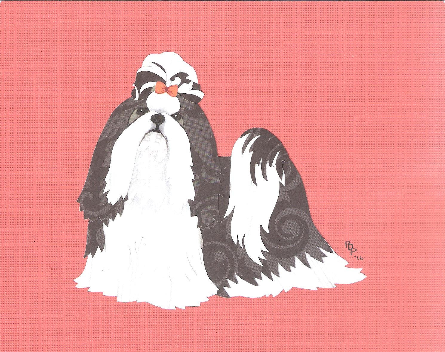 Shih Tzu Handmade Original Cut Paper Collage Dog Art All Colors ...
