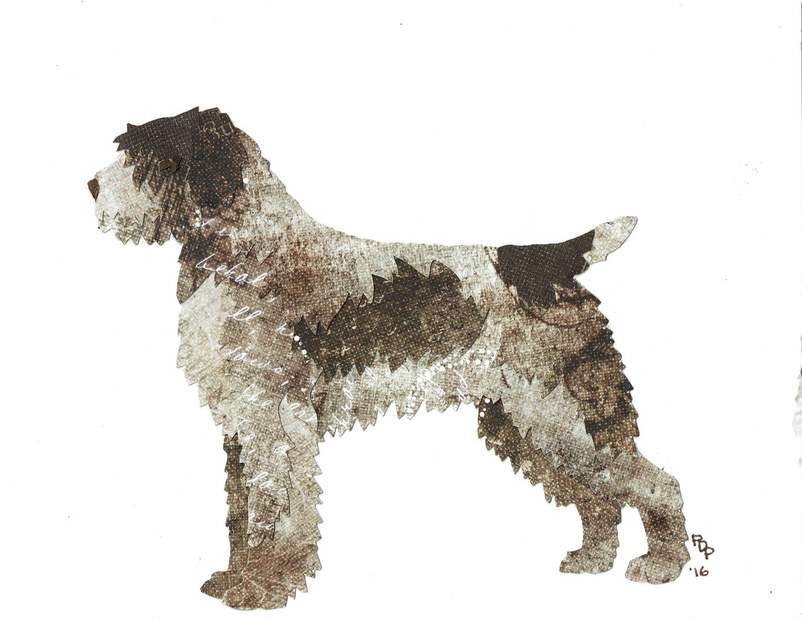 Wirehaired Pointing Griffon Handmade Original Cut Paper Collage Dog Art ...
