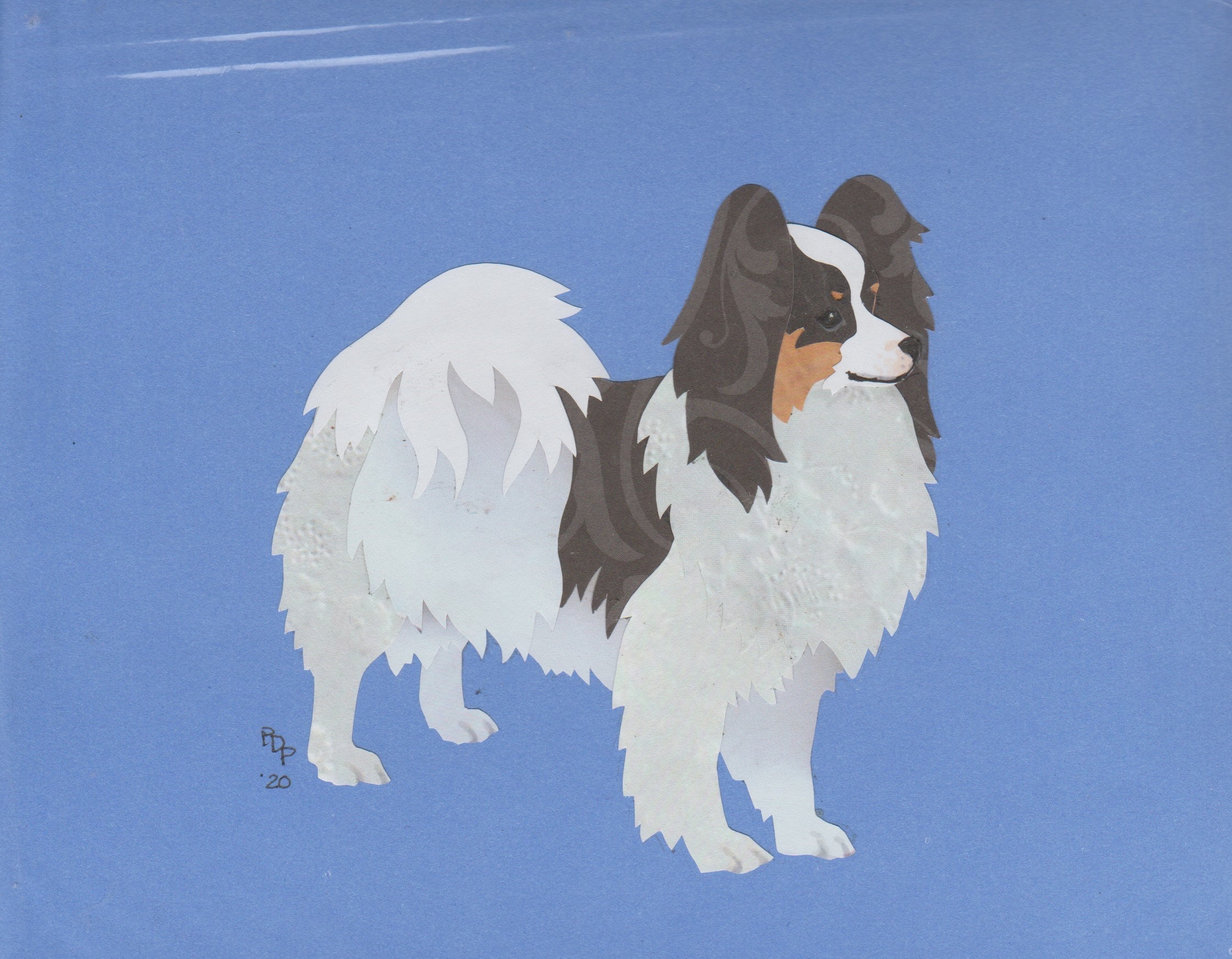 Papillon Handmade Original Cut Paper Collage Dog Art Phalene & All ...