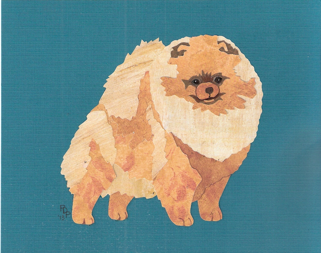 Pomeranian Handmade Original Cut Paper Collage Dog Art All Colors ...