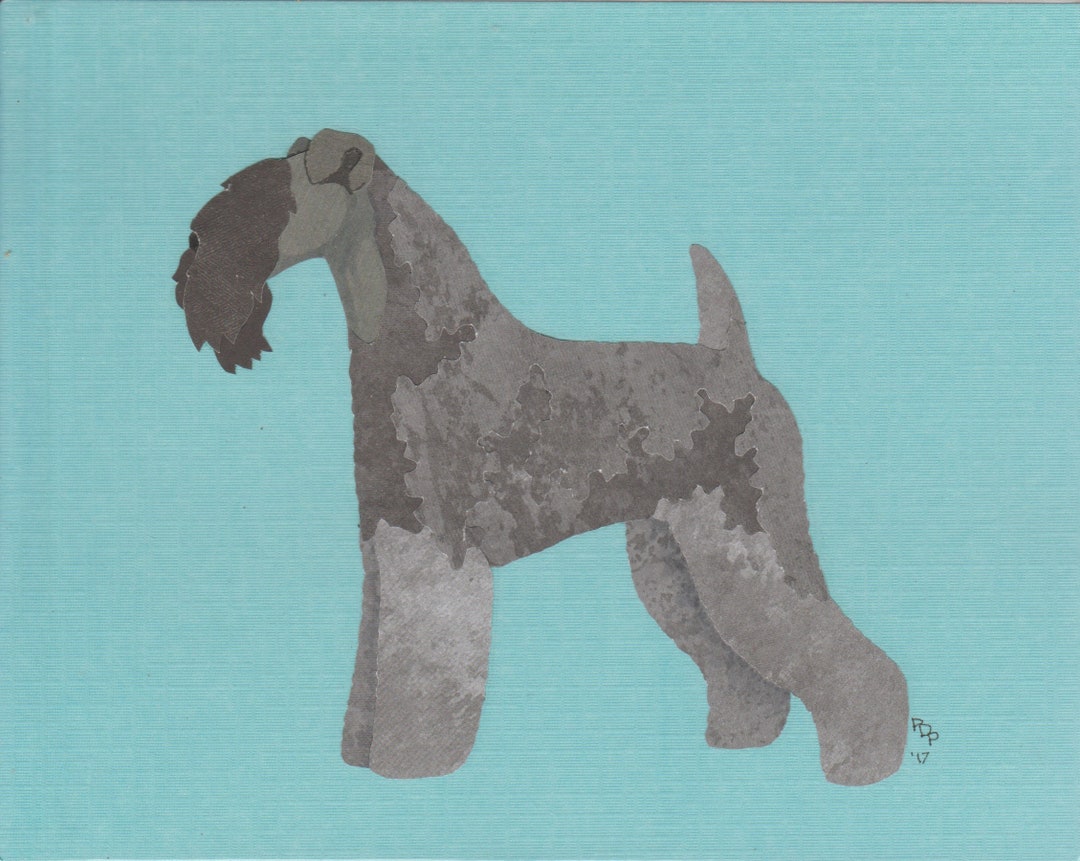 Kerry Blue Terrier Handmade Original Cut Paper Collage Dog Art - Etsy