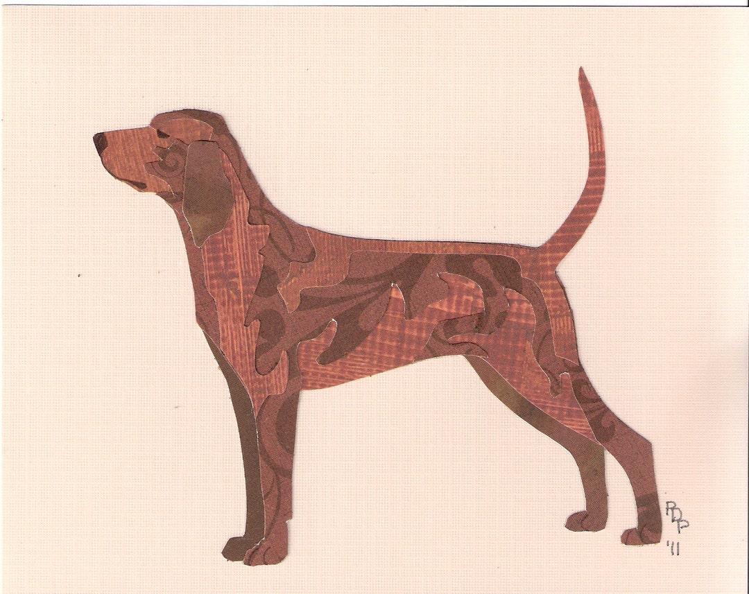 Redbone Coonhound Handmade Original Cut Paper Collage Dog Art - Etsy