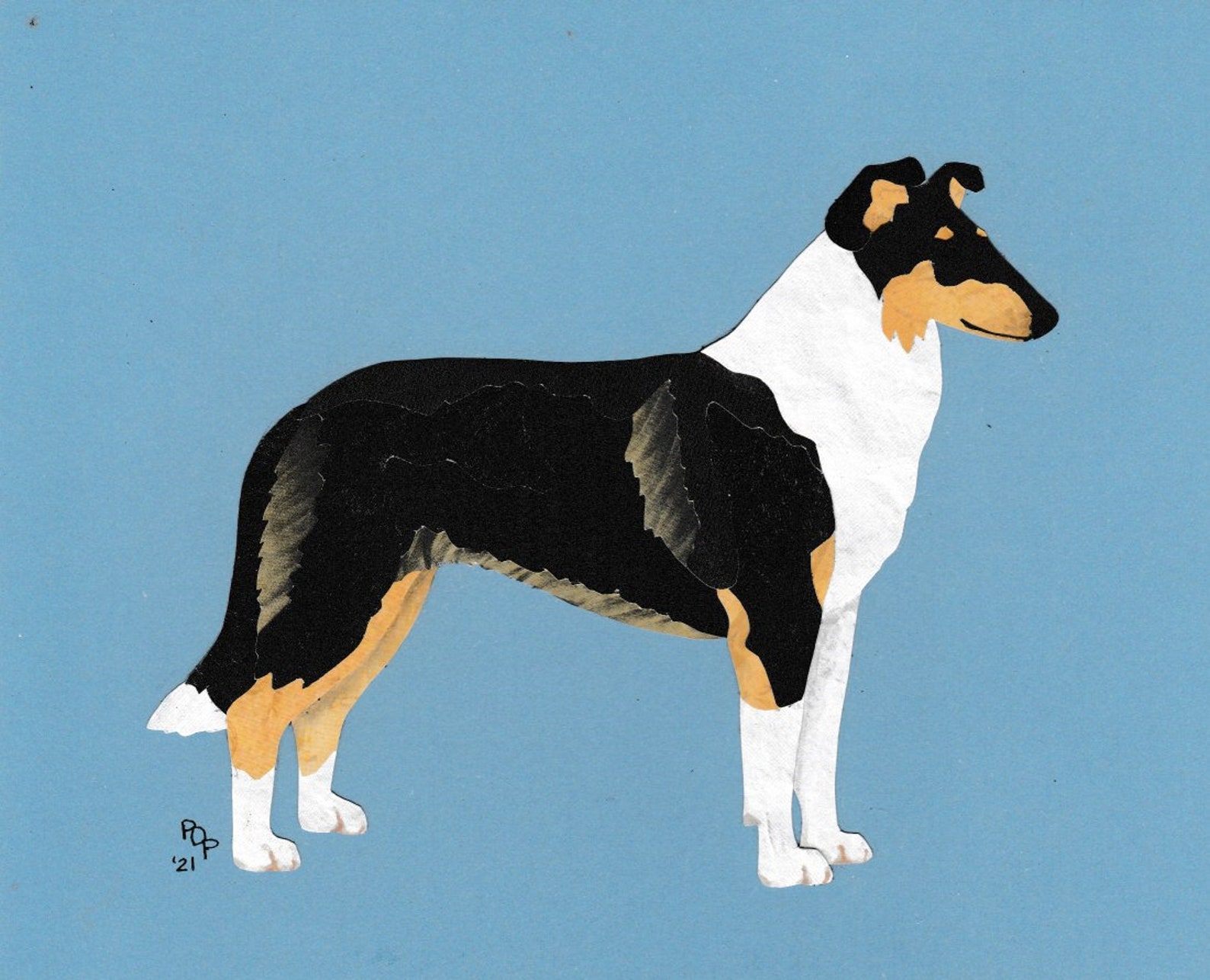 Collie (smooth Coat) Handmade Original Cut Paper Collage Dog Art All ...