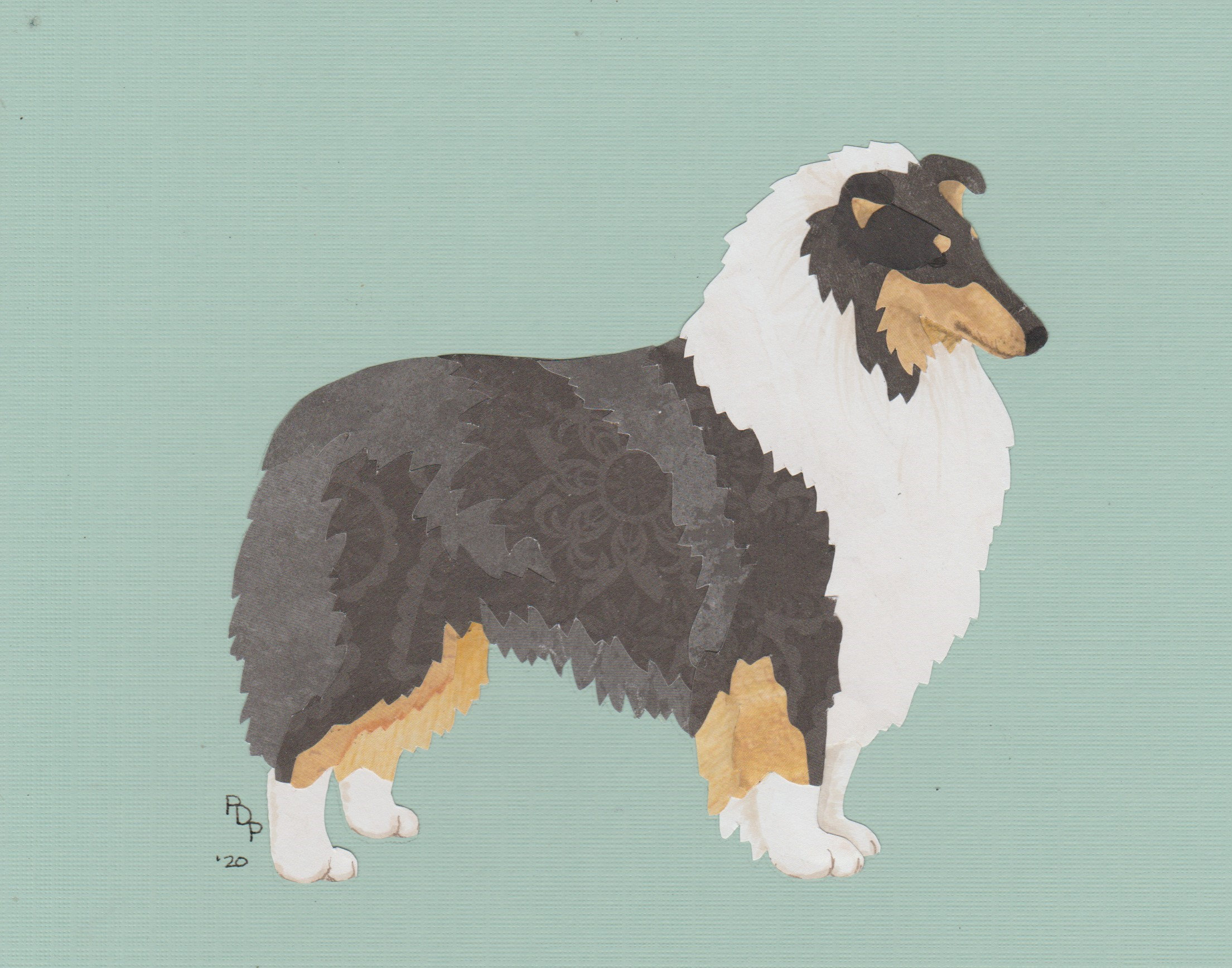 Collie (rough Coat) Handmade Original Cut Paper Collage Dog Art All ...