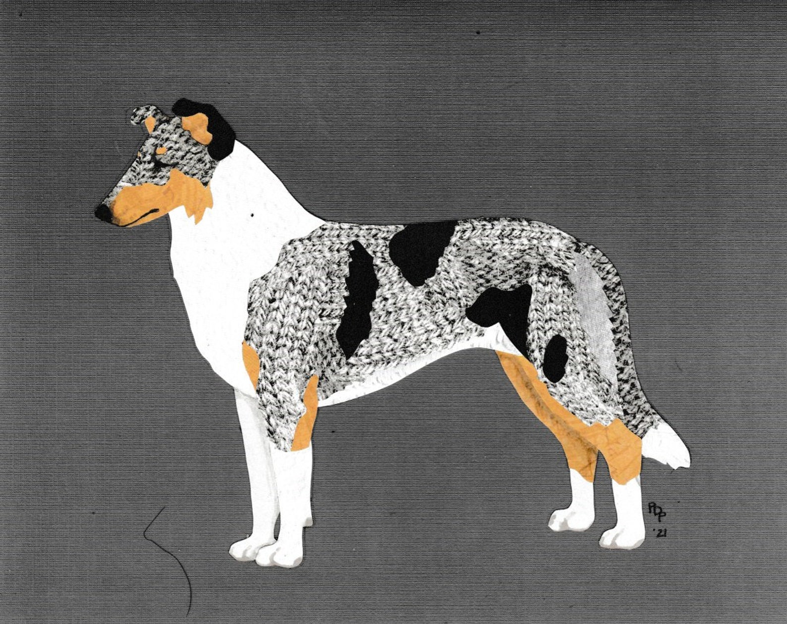 Collie (smooth Coat) Handmade Original Cut Paper Collage Dog Art All ...