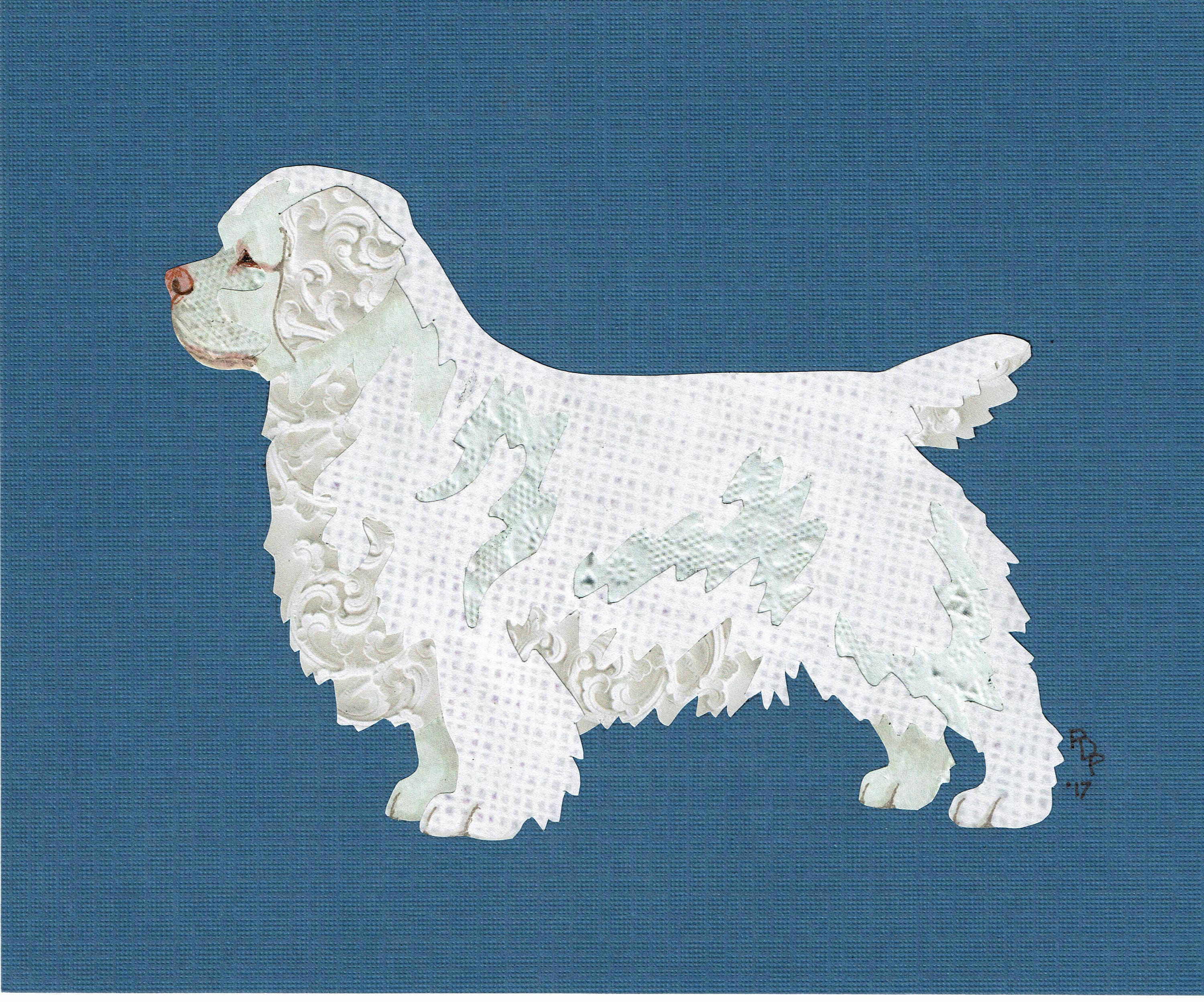 Clumber Spaniel Handmade Original Cut Paper Collage Dog Art - Etsy