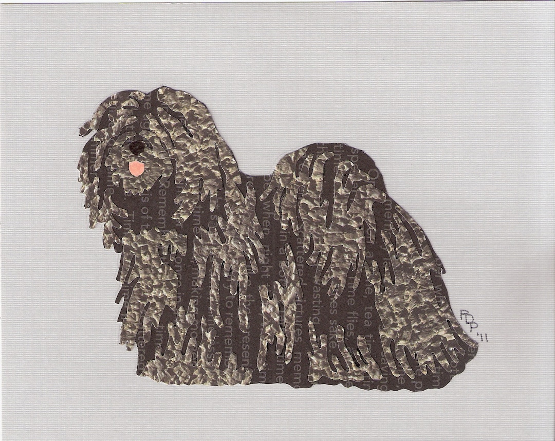Puli Handmade Original Cut Paper Collage Dog Art All Colors Available ...