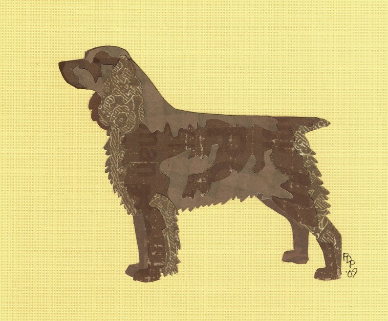 Boykin Spaniel Handmade Original Cut Paper Collage Dog Art Undocked ...