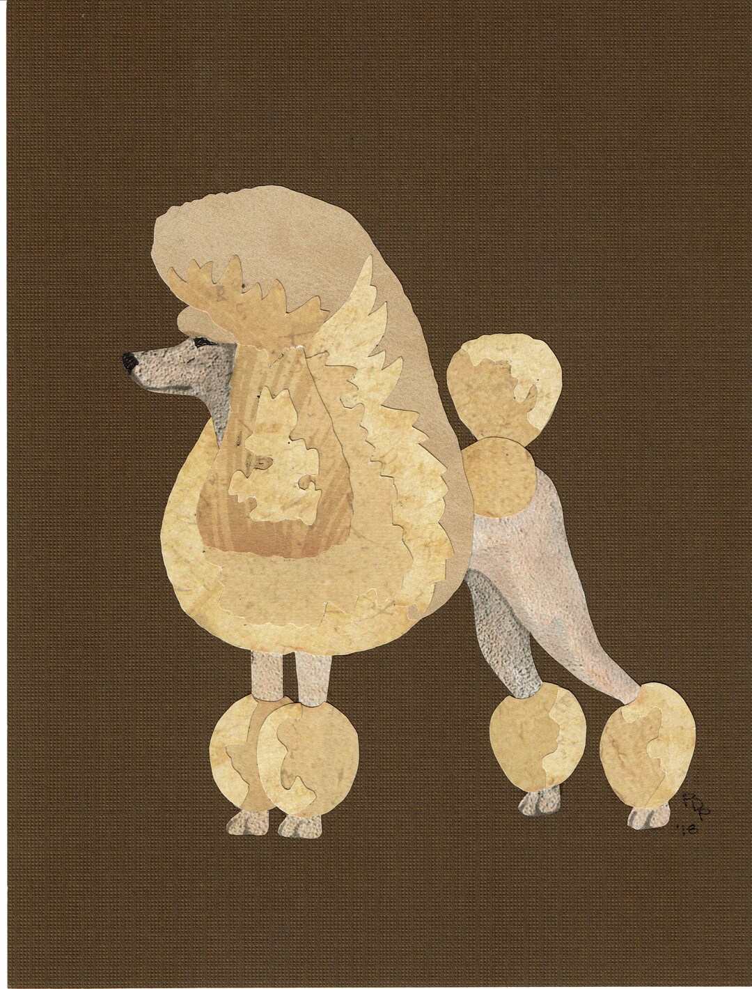 Miniature Poodle Handmade Original Cut Paper Colage Dog Art Other Trims ...